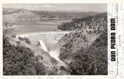 Don Pedro Dam, Turlock, California Postcard