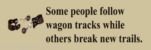 Some people follow wagon tracks while others break new trails.